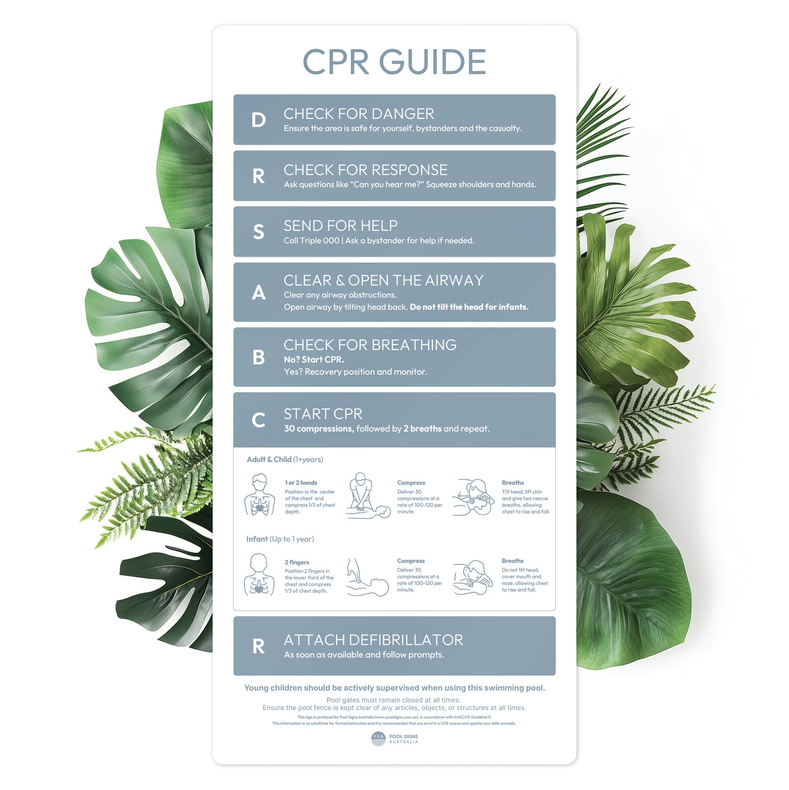 Stone Blue CPR Pool Sign – Pool Signs Australia