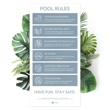 Stone Blue Pool Rules Sign – Pool Signs Australia