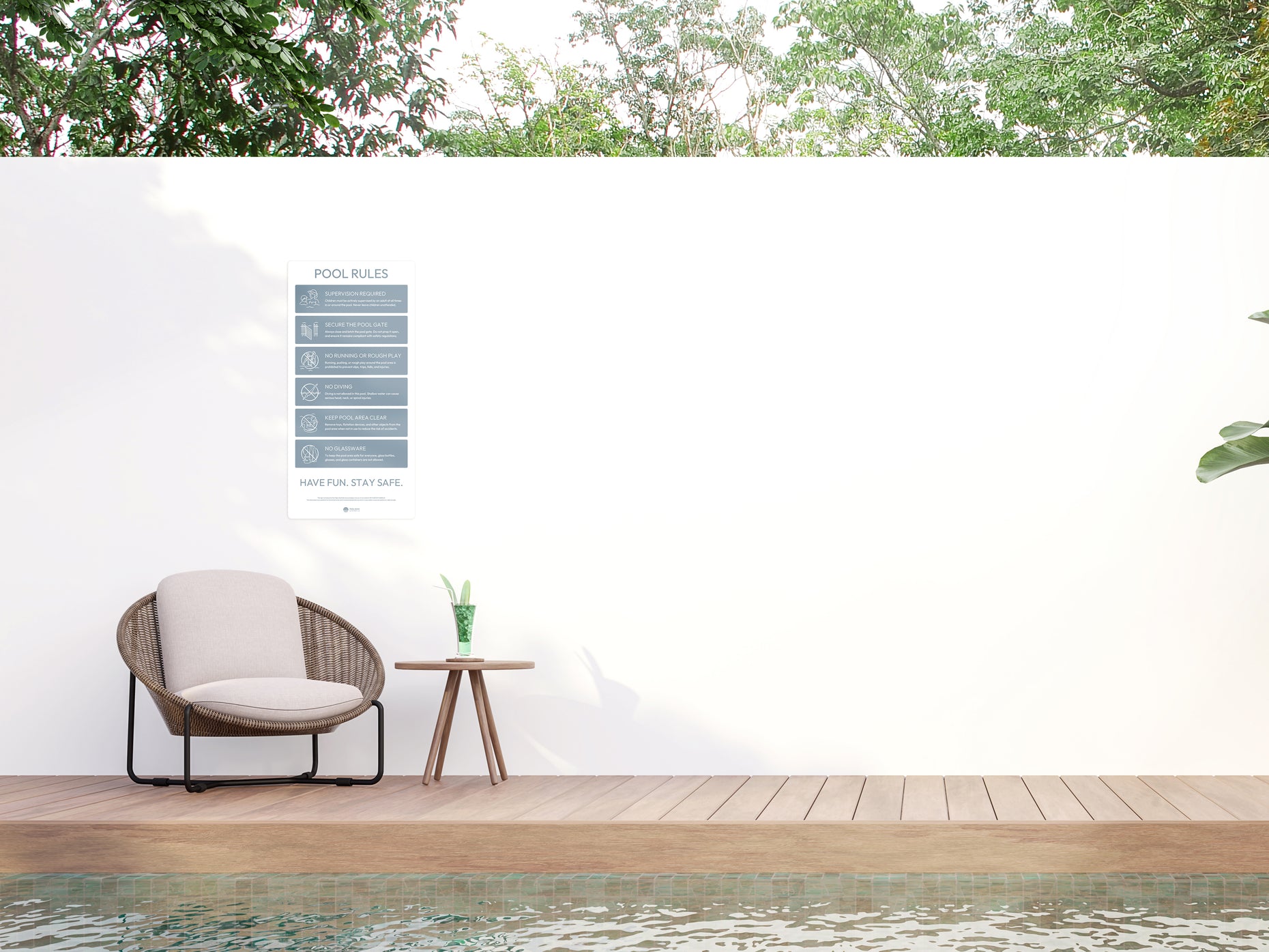 Stone Blue Pool Rules Sign – Pool Signs Australia