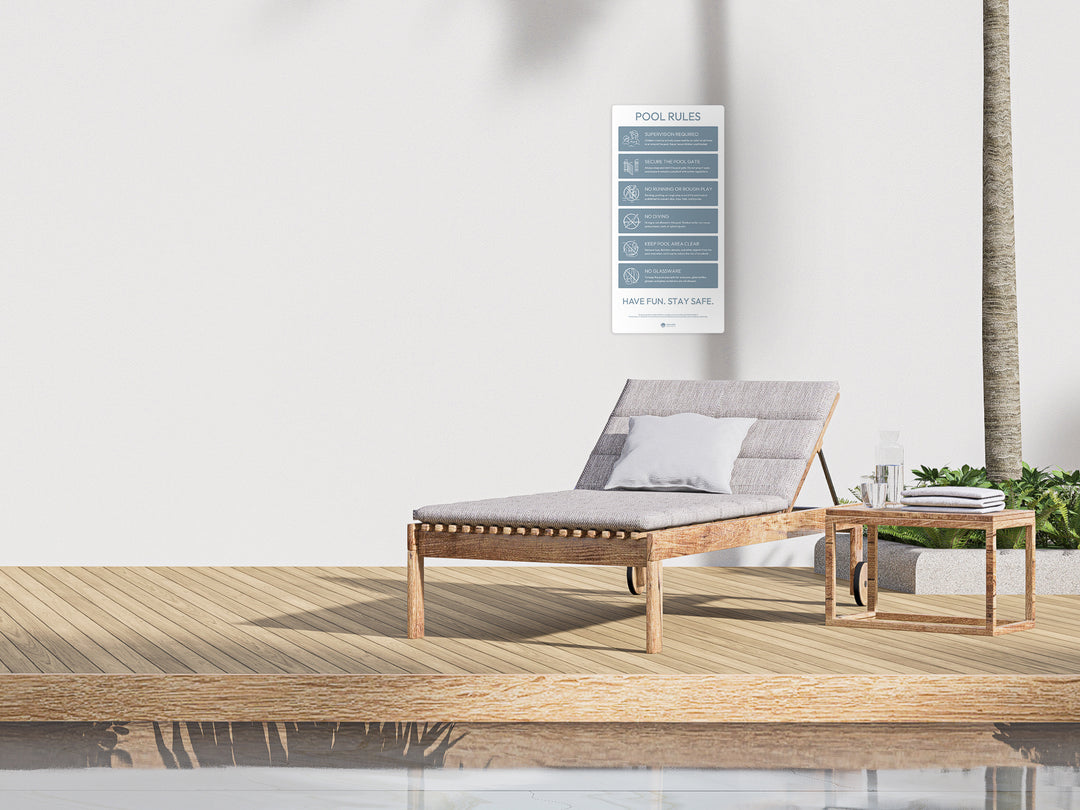 Stone Blue Pool Rules Sign – Pool Signs Australia