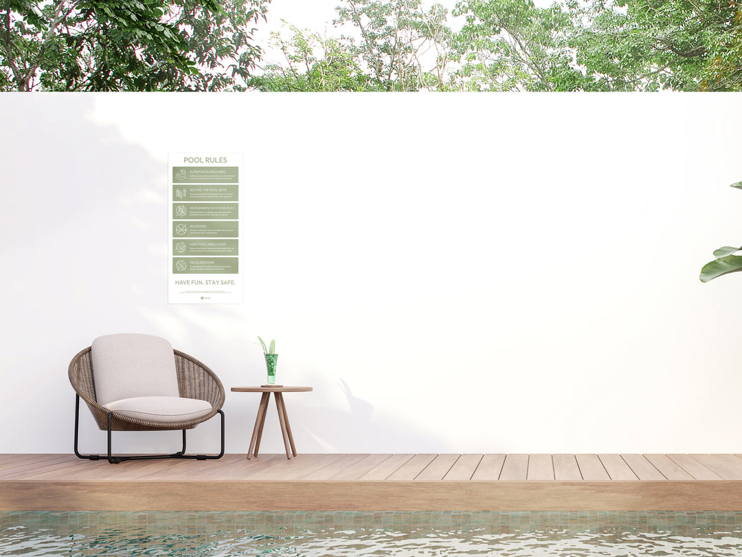 Moss Green Pool Rules Sign – Pool Signs Australia