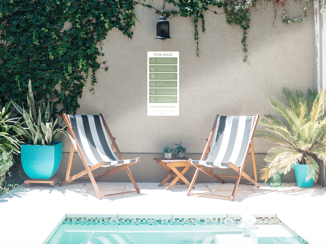 Moss Green Pool Rules Sign – Pool Signs Australia