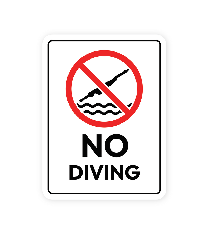 Weatherproof No Diving Sign - Charcoal & Red – Pool Signs Australia