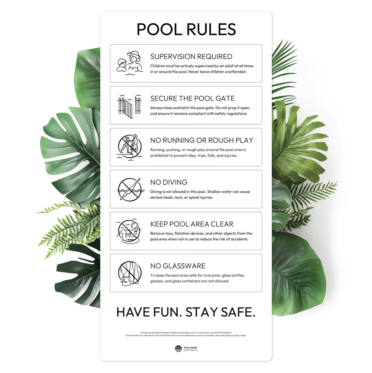 Ice White Pool Rules Sign – Pool Signs Australia